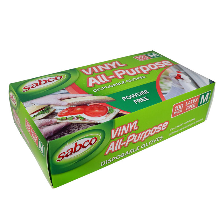 Buy 100 Pack of Disposable Vinyl Gloves - Sabco