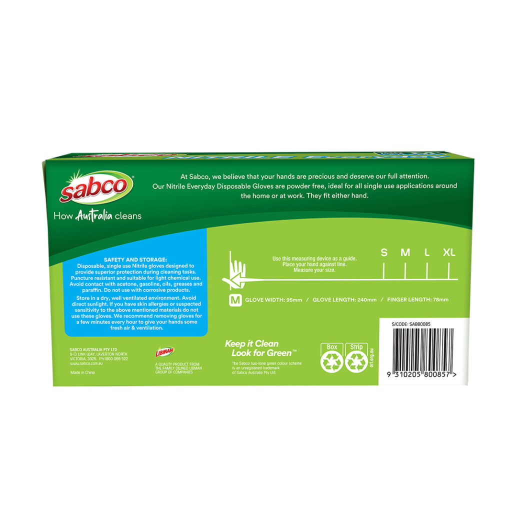 Nitrile Everyday Gloves 100PK - Sabco